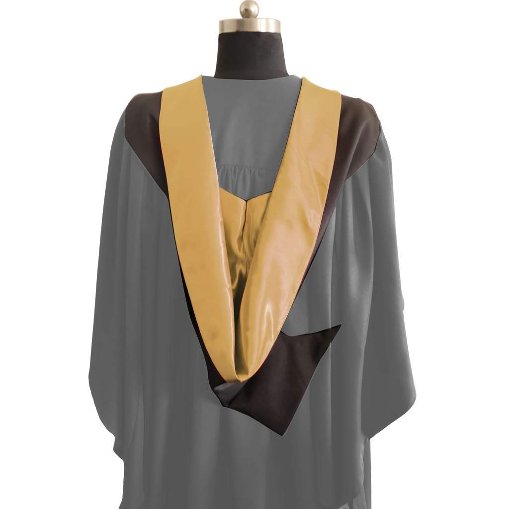 Bachelors Shape Burgon Academic Hood - Gold & Black – Graduation Gowns UK