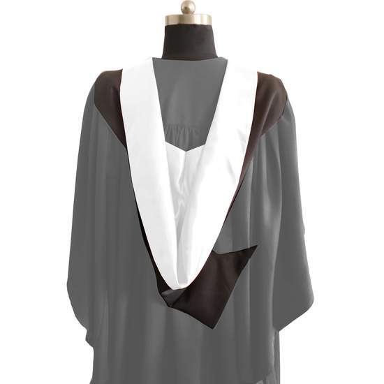 Bachelors Shape Burgon Academic Hood - White & Black – Graduation Gowns UK